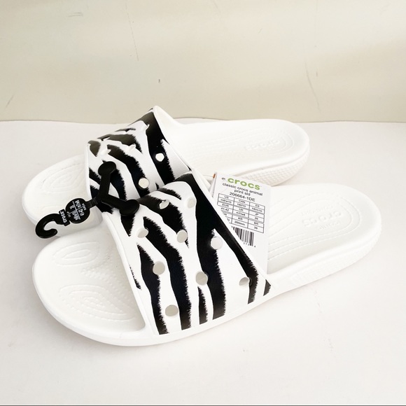 CROCS | Shoes | Crocs Classic Slip On Slides Animal Zebra Print | Poshmark